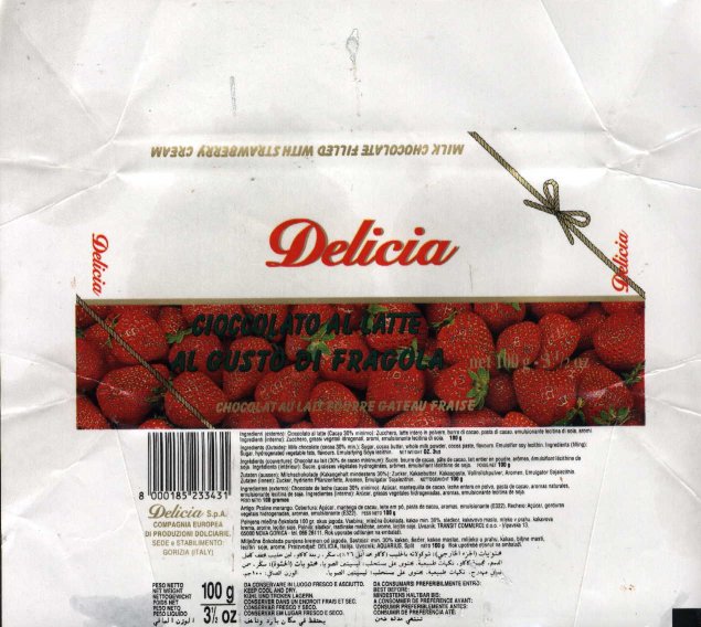 Italian chocolate wrappers Delicia