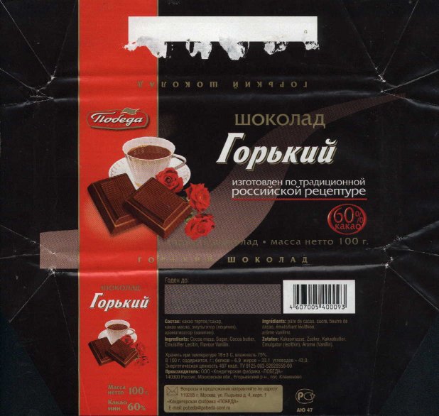 Russian chocolate wrappers Pobeda